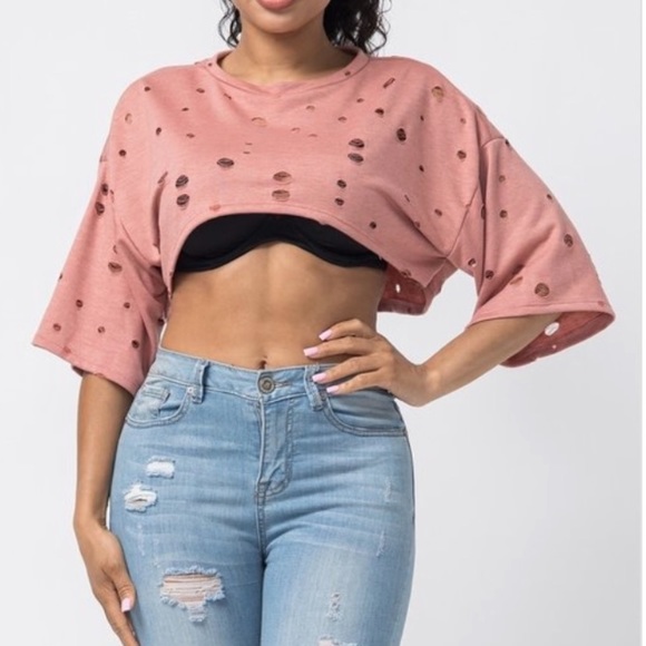 Tops | New Distressed Crop Top | Poshmark